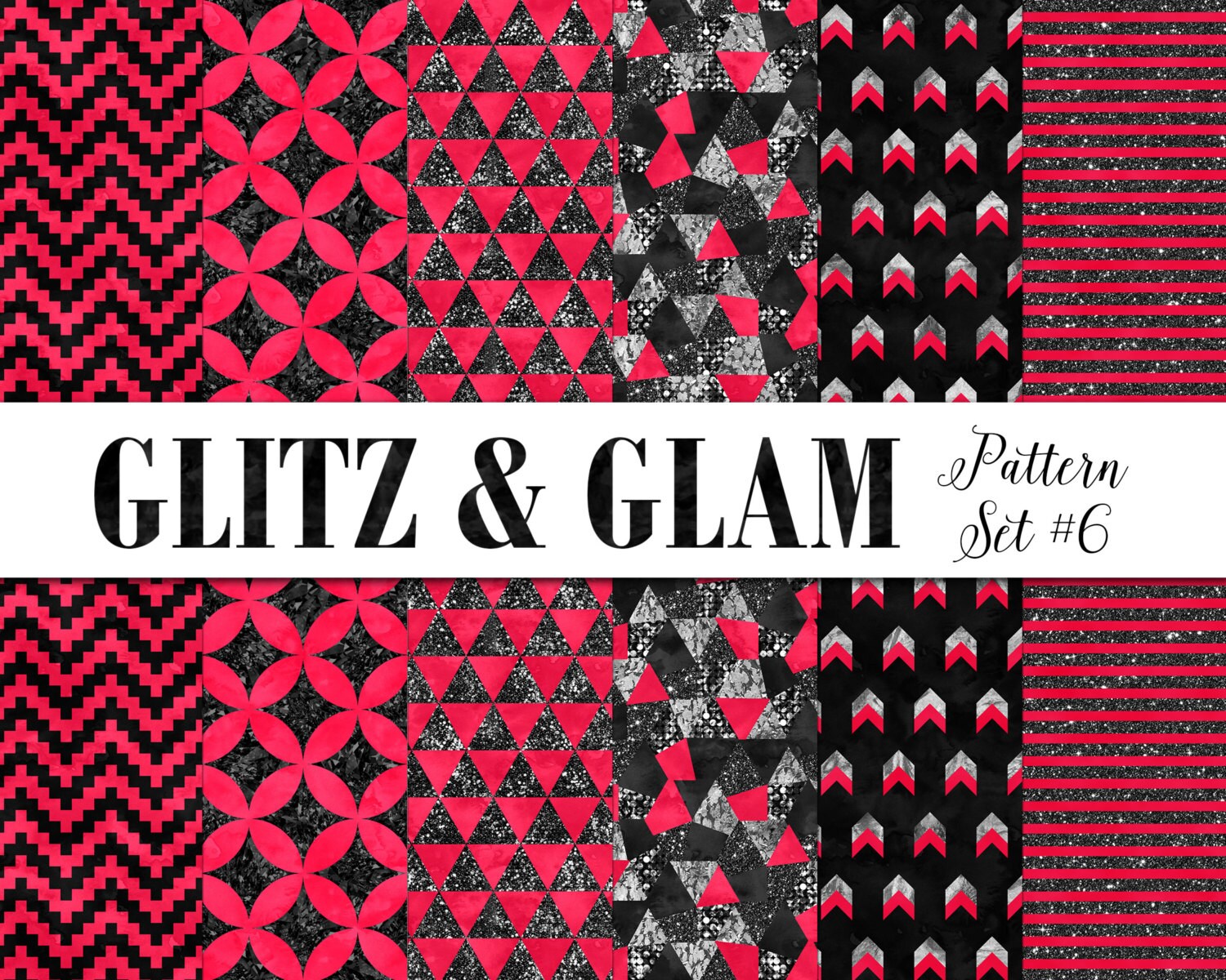 Hot Pink Digital Paper / Hot Pink Neon Digital Paper / Silver - Etsy