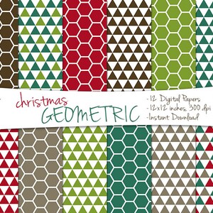 Geometric Digital Paper // Hexagon and Triangle Printable | Etsy