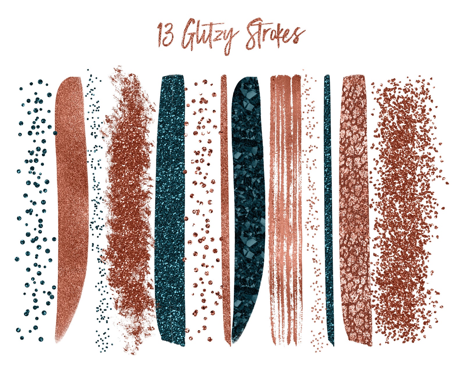Copper Clip Art Brush Strokes PNG / Teal Clipart / Copper Foil / Copper ...
