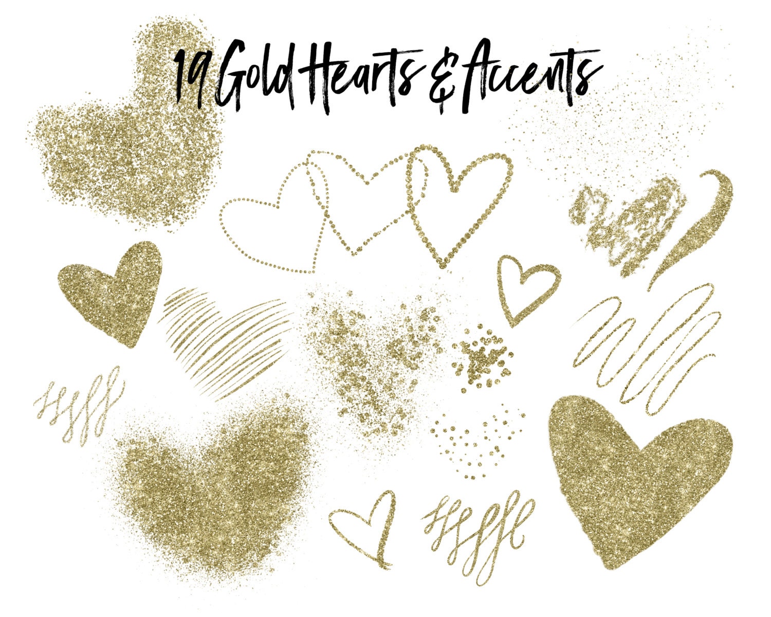 Pink Watercolor Heart Clipart / Clipart Hearts / Gold Glitter - Etsy