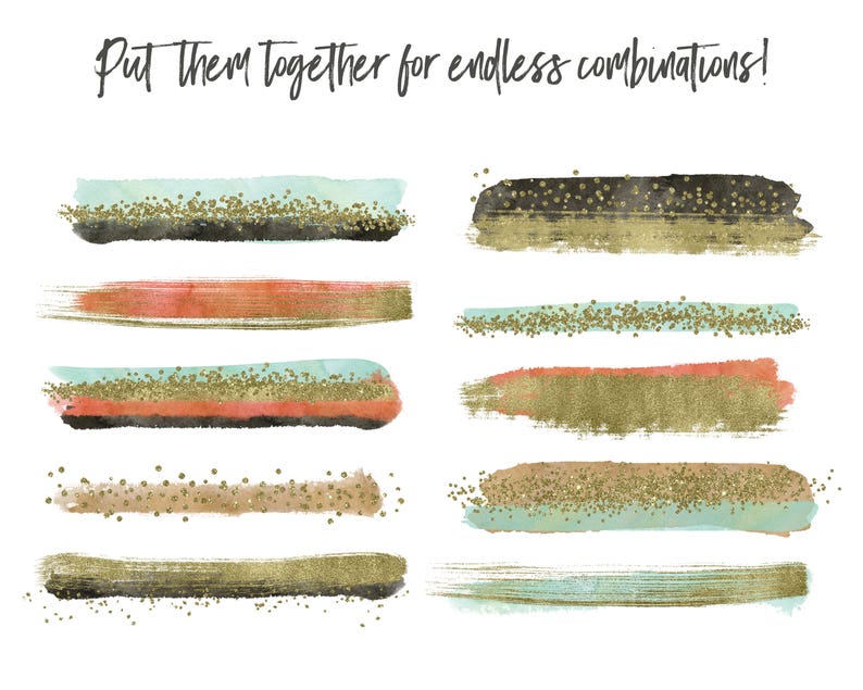 Light Gold Brush Strokes / Gold Paint Brush Strokes Clipart / Bronze ...