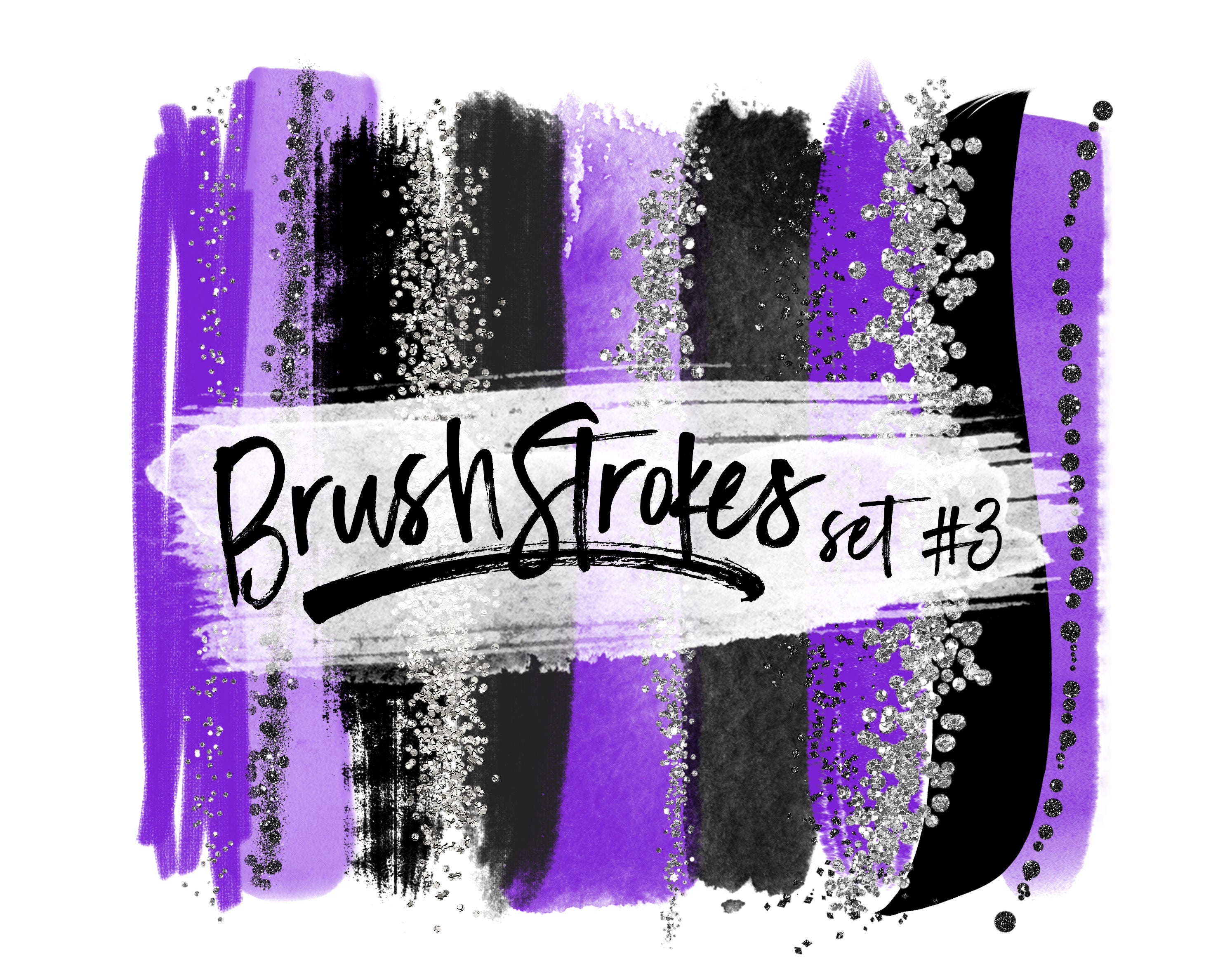Purple Brushstrokes Clipart / Glitter Brush Strokes Clip Art / Digital ...