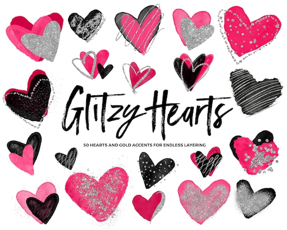 Silver Hearts Clip Art