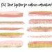 Pink and Gold Clipart / Gold Blush Brush Strokes / Gold Brush Strokes ...