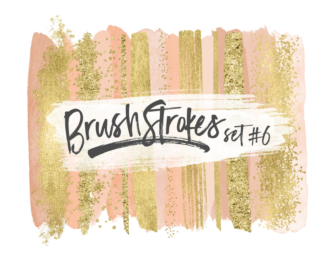 Peach Blush Brush Strokes / Gold Brush Strokes Clip Art / Gold Paint ...
