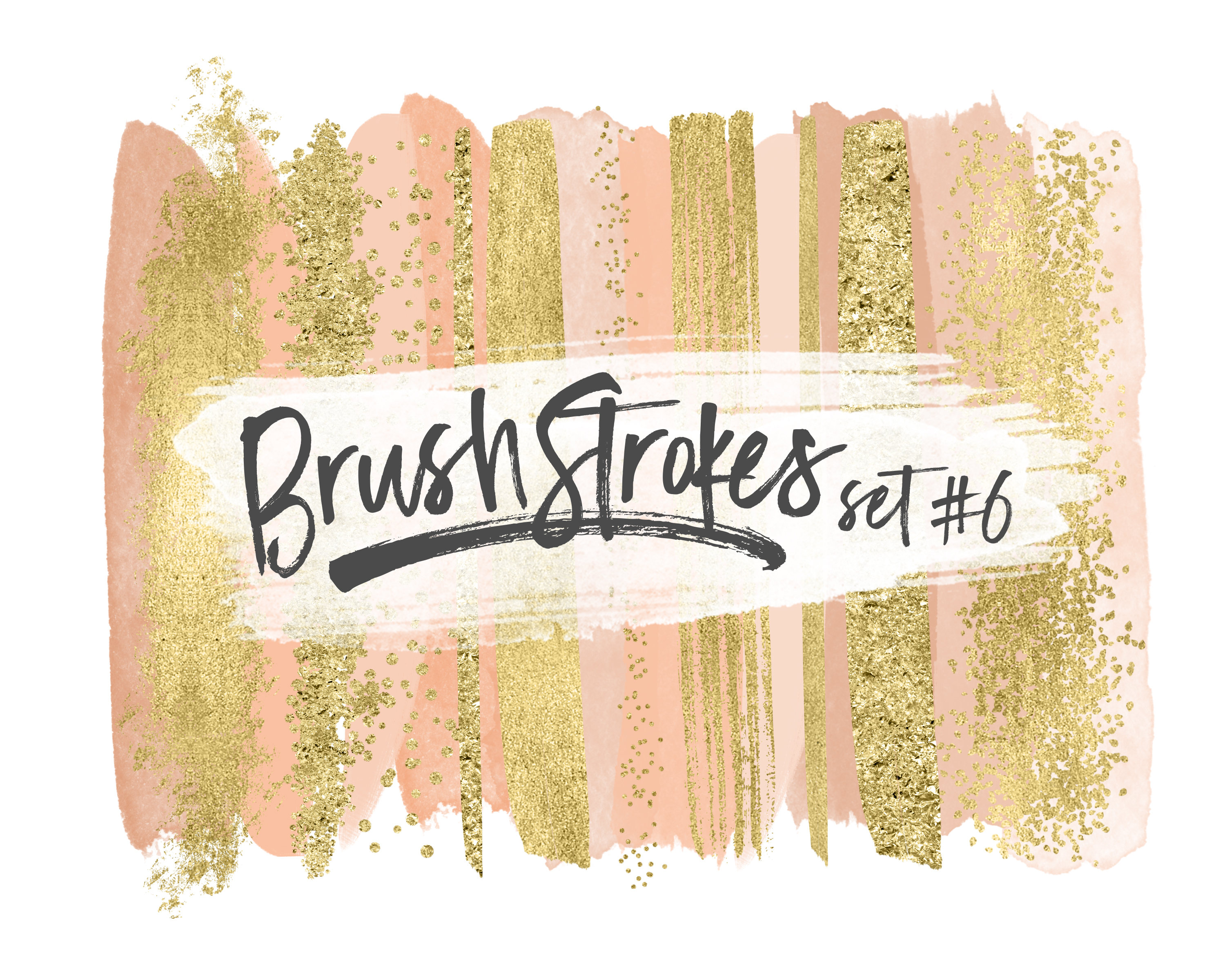 Peach Blush Brush Strokes / Gold Brush Strokes Clip Art / Gold Paint ...