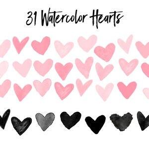 Pink Watercolor Heart Clipart / Clipart Hearts / Gold Glitter Hearts ...