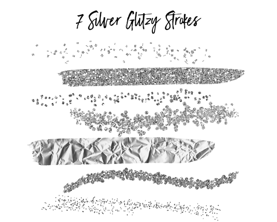 Modern Clipart Brush Strokes / Silver Clip Art / Watercolor Brush ...