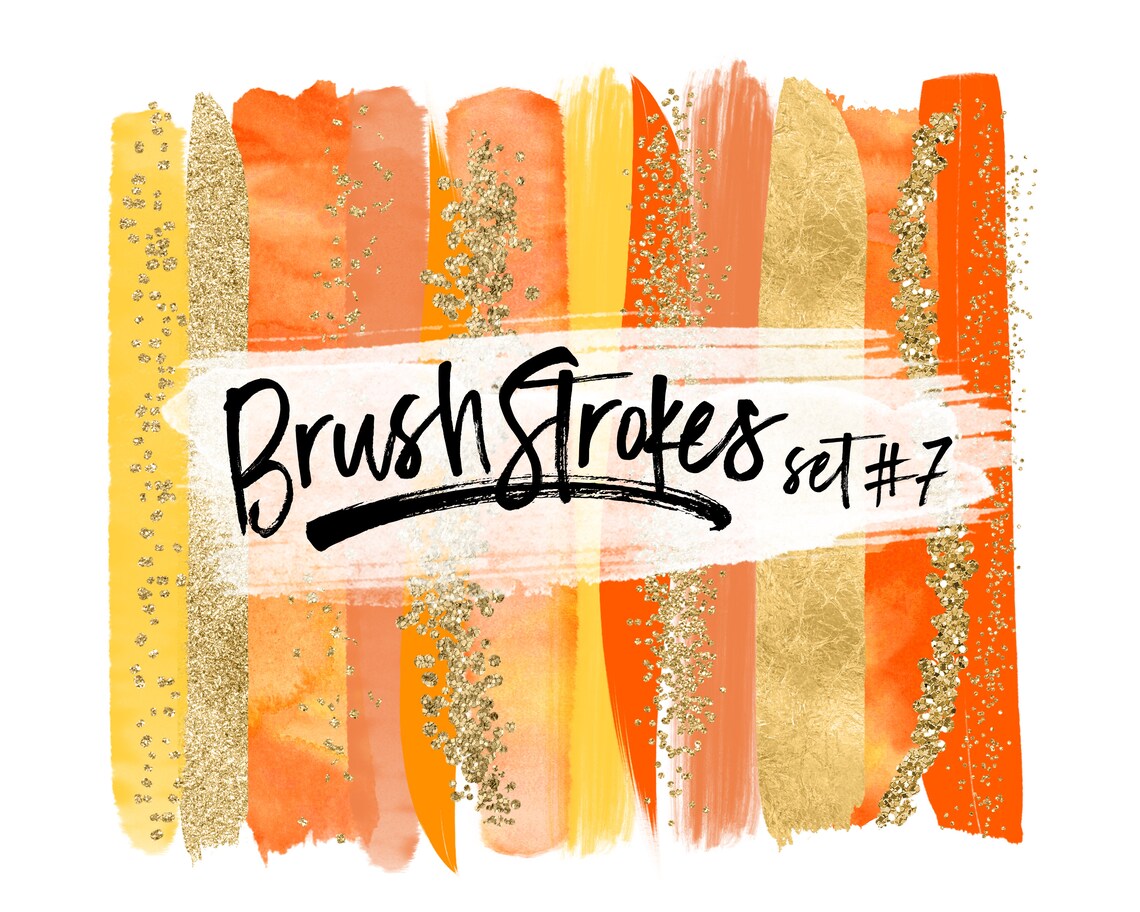 Sunset Clipart Brush Strokes / Orange and Gold Brushstrokes Clip Art ...