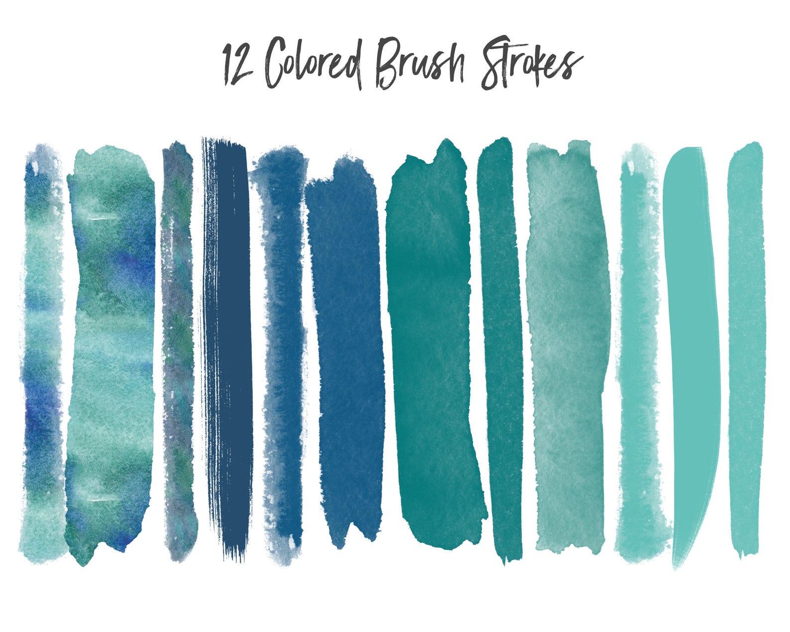 Blue Watercolor Clipart / Blue Brush Strokes / Teal Brush - Etsy