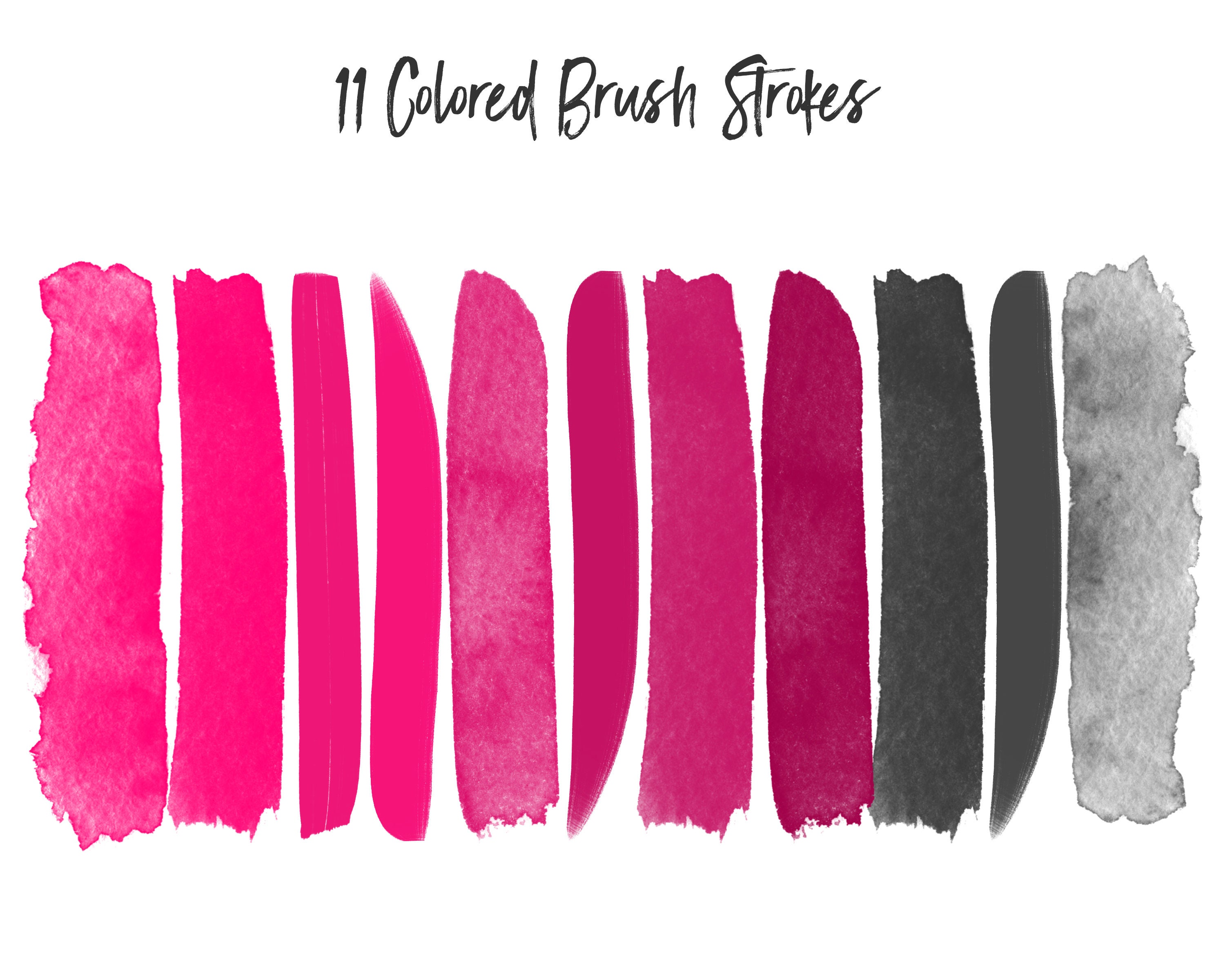 Pink Clipart Brush Strokes / Pink Brushstrokes / Charcoal Gray ...