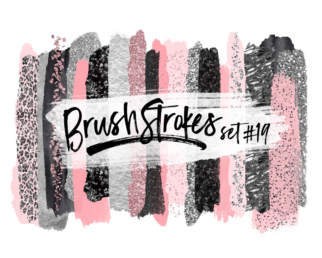 Pink Brushstroke Clip Art / Silver Glitter Clipart / Digital Glitter ...