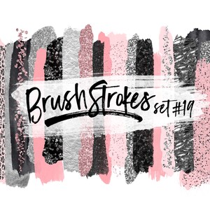 Pink Brushstroke Clip Art / Silver Glitter Clipart / Digital Glitter ...