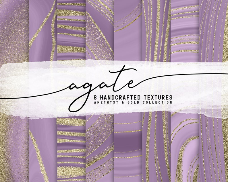 Amethyst Agate Digital Paper / Purple and Gold Agate Paper / Amethyst ...