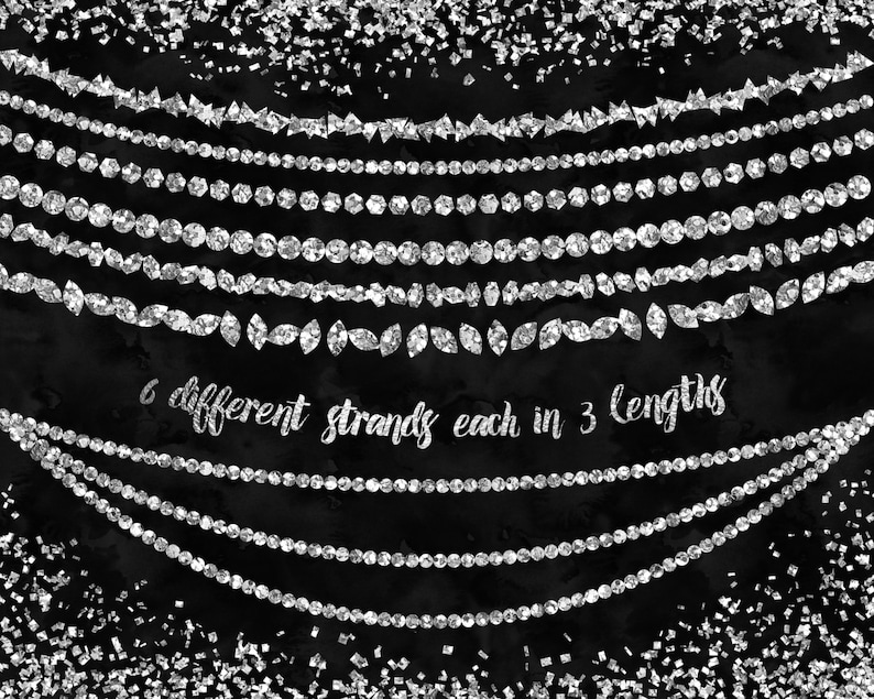 Silver Bunting Clip Art / Digital Bunting / Glitter Clipart / Silver ...