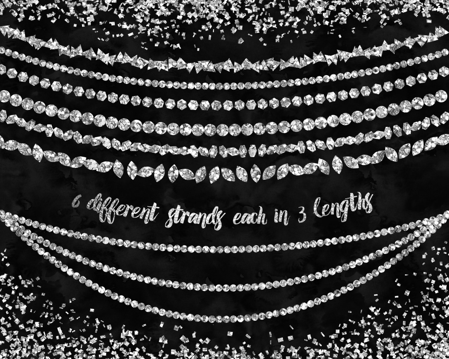 Silver Bunting Clip Art / Digital Bunting / Glitter Clipart / Silver ...