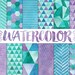 Watercolor Digital Paper / Purple Geometric Watercolor Paper / Modern ...