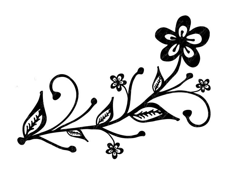 Hand Drawn Flowers // Hand Drawn Clip Art Flowers // Black and White ...