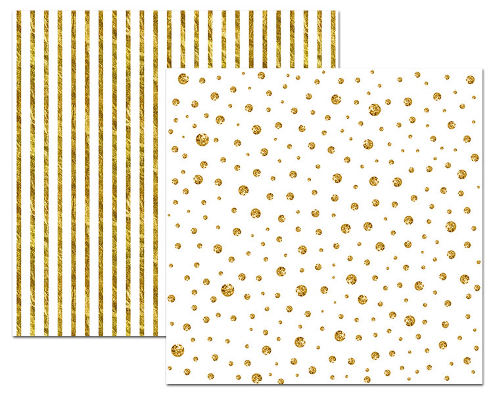 Digital Gold Overlays / Gold Stripes and Gold Polka Dot Paper / Gold ...