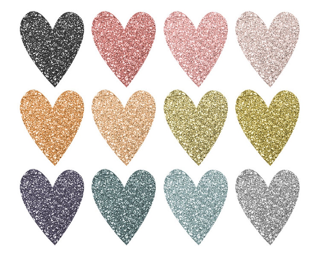 Glitter Heart Clipart / Valentines Clip Art / Digital Glitter Clip Art ...