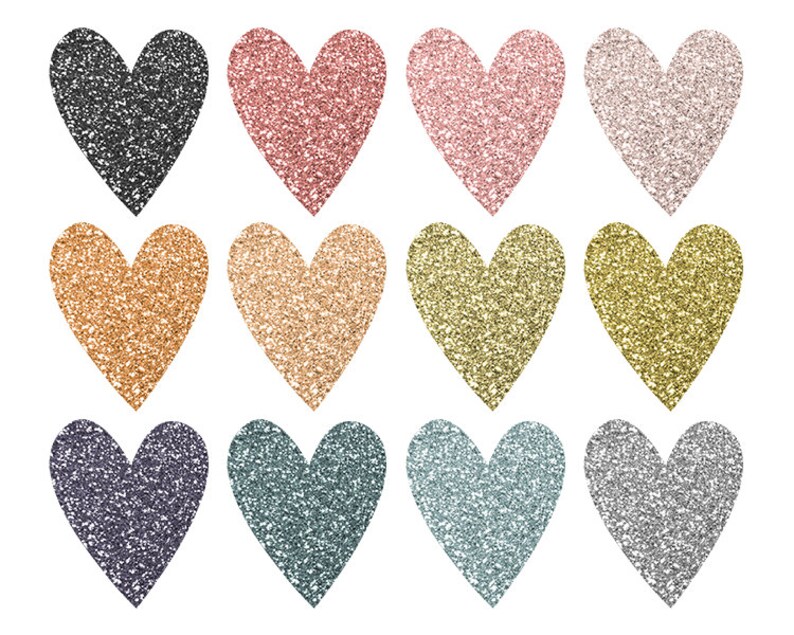 Glitter Heart Clipart / Valentines Clip Art / Digital Glitter Clip Art ...