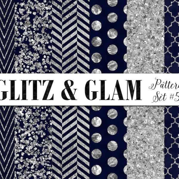 Navy and Silver Wallpaper - Etsy UK