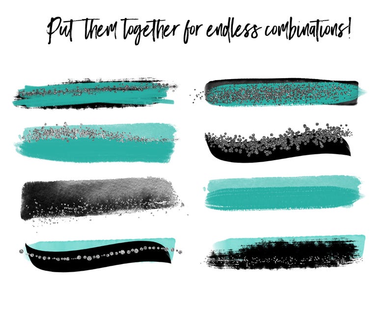 Turquoise Brush Strokes / Teal Brushstrokes / Digital Painted Clipart ...