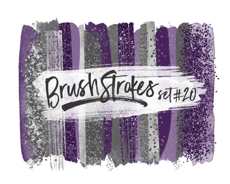 Purple Brush Strokes Clipart / Purple and Gray Clipart for Planners ...