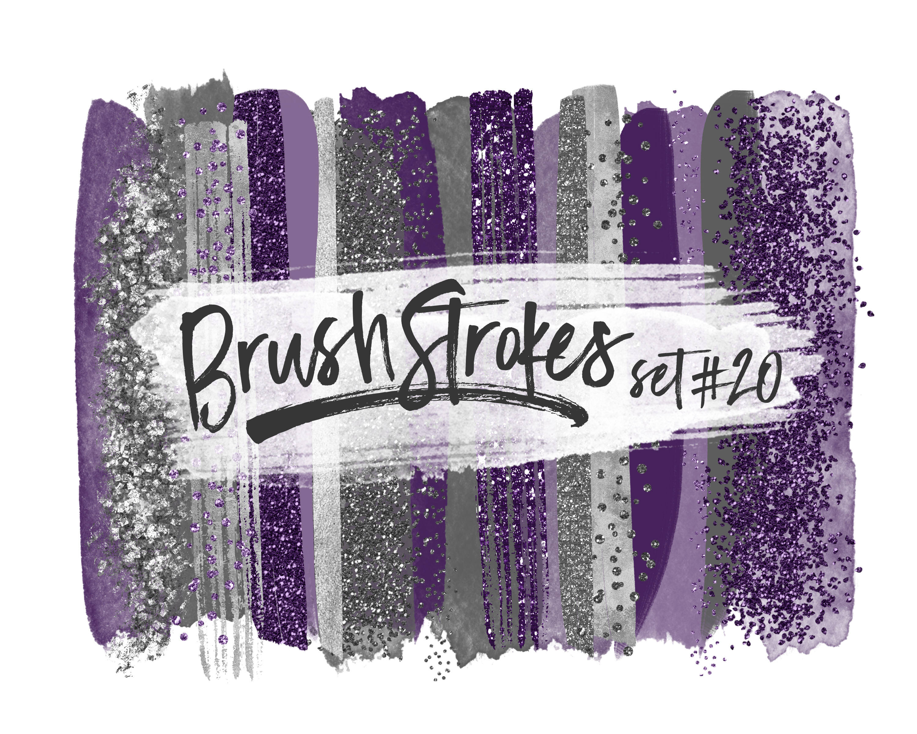 Purple Brush Strokes Clipart / Purple and Gray Clipart for Planners ...