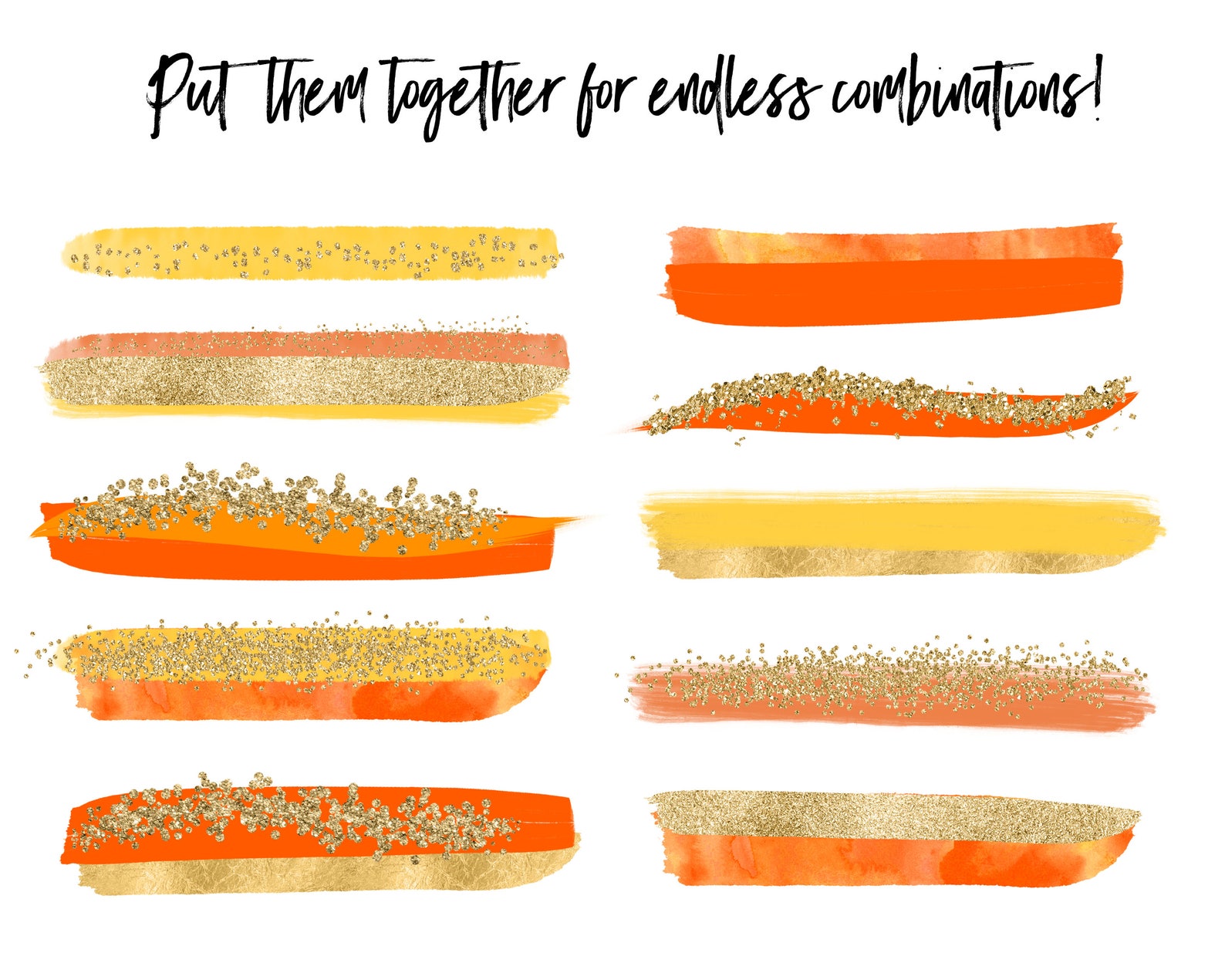 Sunset Clipart Brush Strokes / Orange and Gold Brushstrokes Clip Art ...