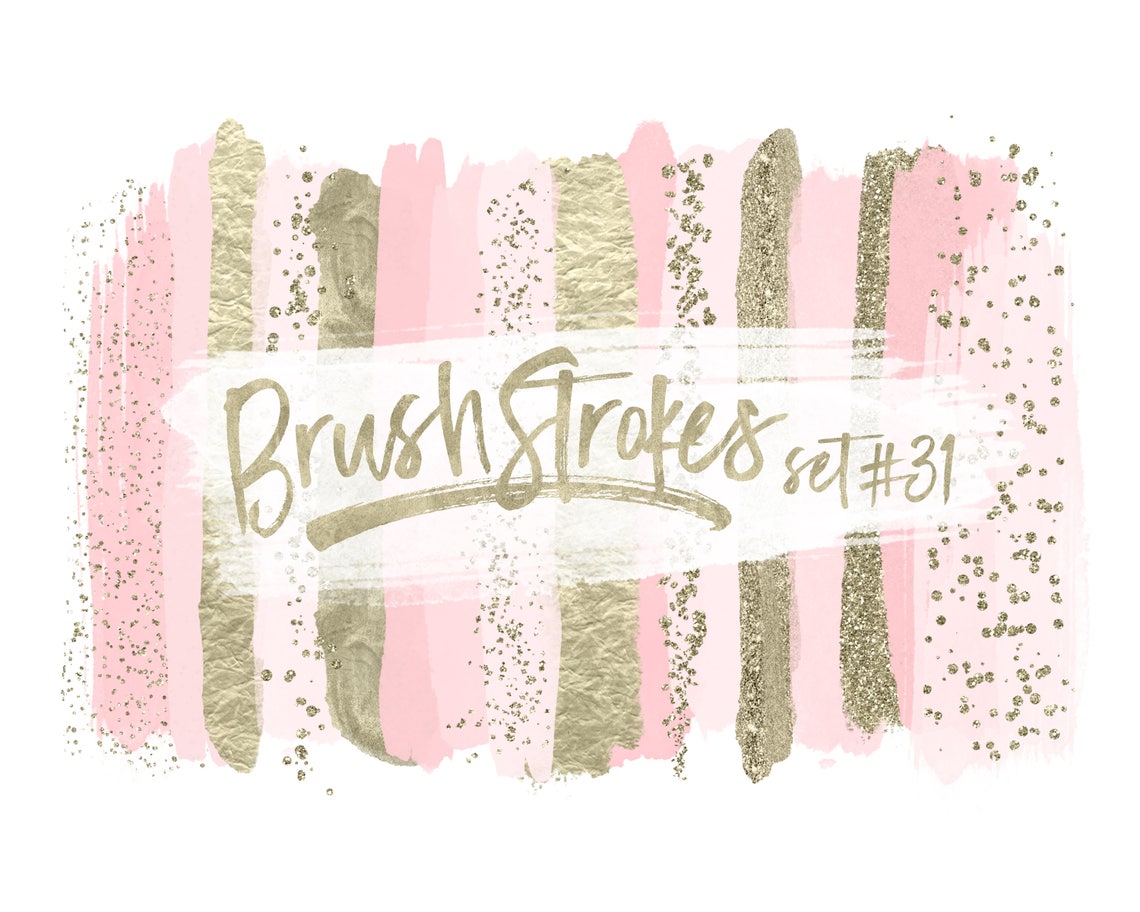 Bronze Brush Strokes Clipart / Bronze Glitter Brush Strokes - Etsy