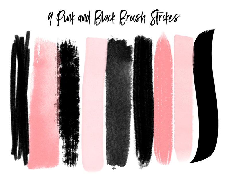 Pink Brush Strokes Clipart / Rose Gold Brush Strokes Clip Art / Digital ...