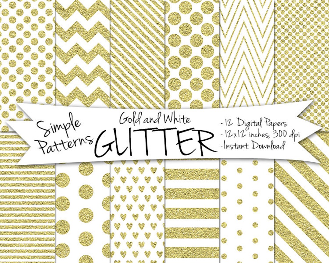 Digital Glitter Paper // Instant Download Gold Glitter Paper // Digital ...