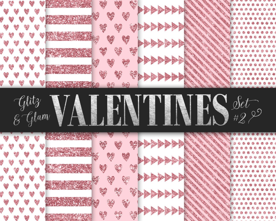 Pink Glitter Digital Paper / Valentines Day Paper / Pink Valentines ...