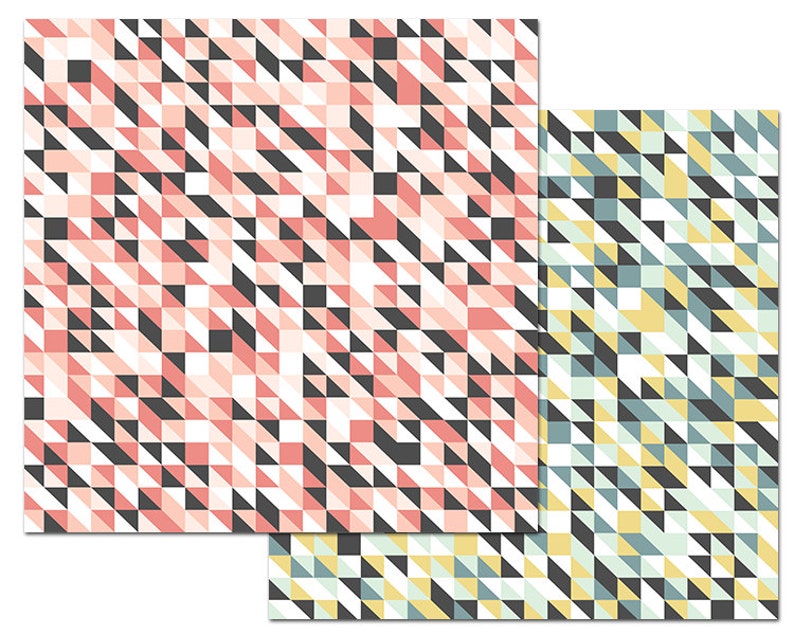 Geometric Digital Paper // Mosaic Triangle Printable Paper // Instant ...