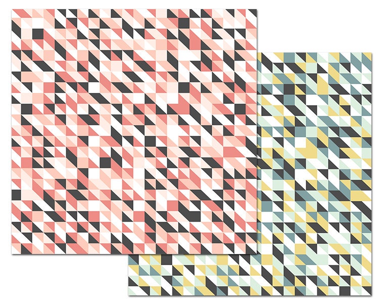 Geometric Digital Paper // Mosaic Triangle Printable Paper // Instant ...