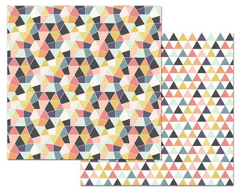 Geometric Digital Paper // Hexagon and Triangle Printable Paper ...