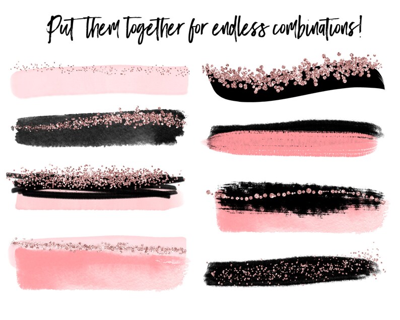 Pink Brush Strokes Clipart / Rose Gold Brush Strokes Clip Art / Digital ...