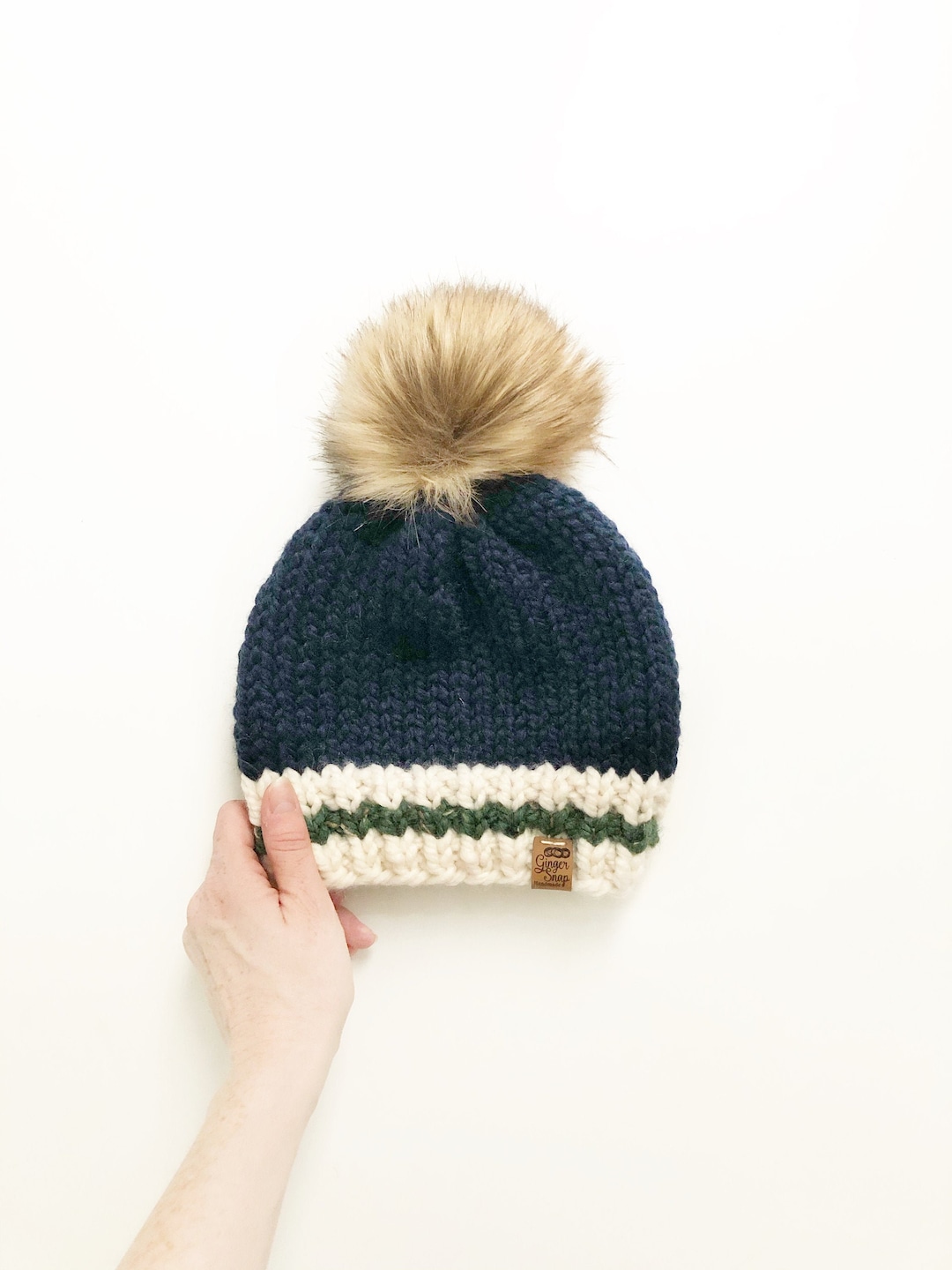 Knit Hat Lumberjack Knit Toque Green Blue Hat Faux - Etsy