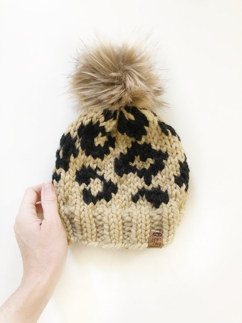 Knit Toque Leopard Beanie ADULT Size Animal Print | Etsy