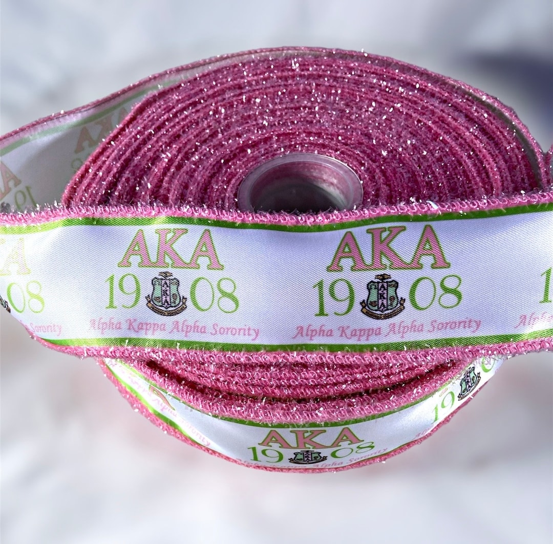 2 Wide TINSEL EDGE Alpha Kappa Alpha AKA Sorority Inspired Wired Double ...