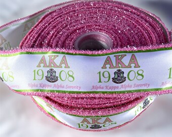 2 Wide Alpha Kappa Alpha AKA Sorority Inspired Wired Double Faced Satin ...