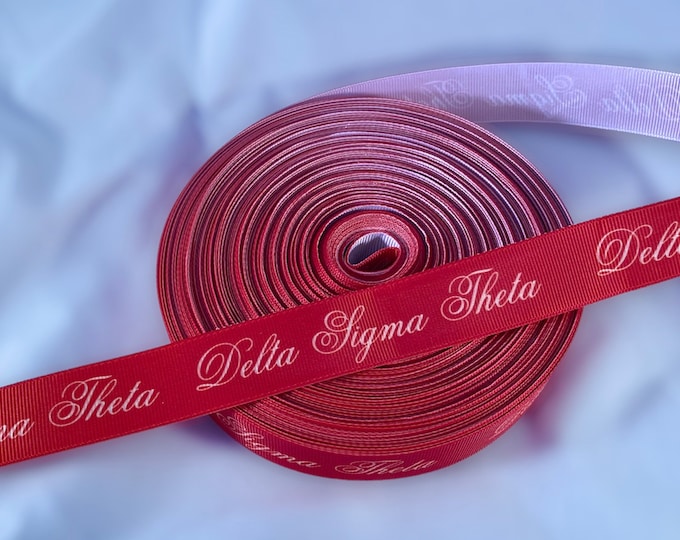 7/8 Inch Red Delta Sigma Theta Sorority Grosgrain Ribbon SCRIPT TEXT - Etsy