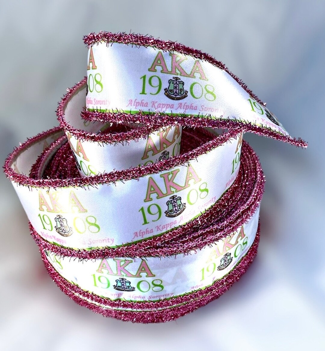 2 Wide Sparkling Bling Tinsel Alpha Kappa Alpha AKA Sorority Inspired ...