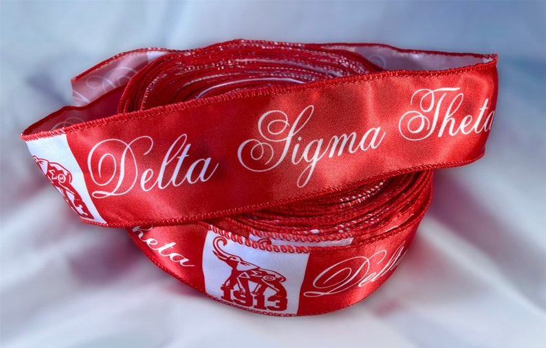 2 Inch Wide Red Delta Sigma Theta Inspired WIRED Sorority Satin Ribbon ...