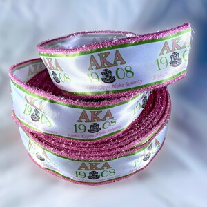 2" Wide Alpha Kappa Alpha AKA Sorority Inspired Wired Double Faced ...