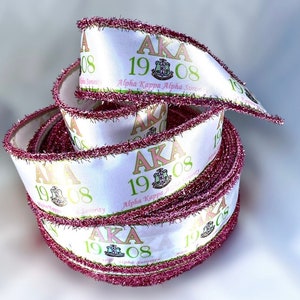 2" Wide Alpha Kappa Alpha AKA Sorority Inspired Wired Double Faced ...