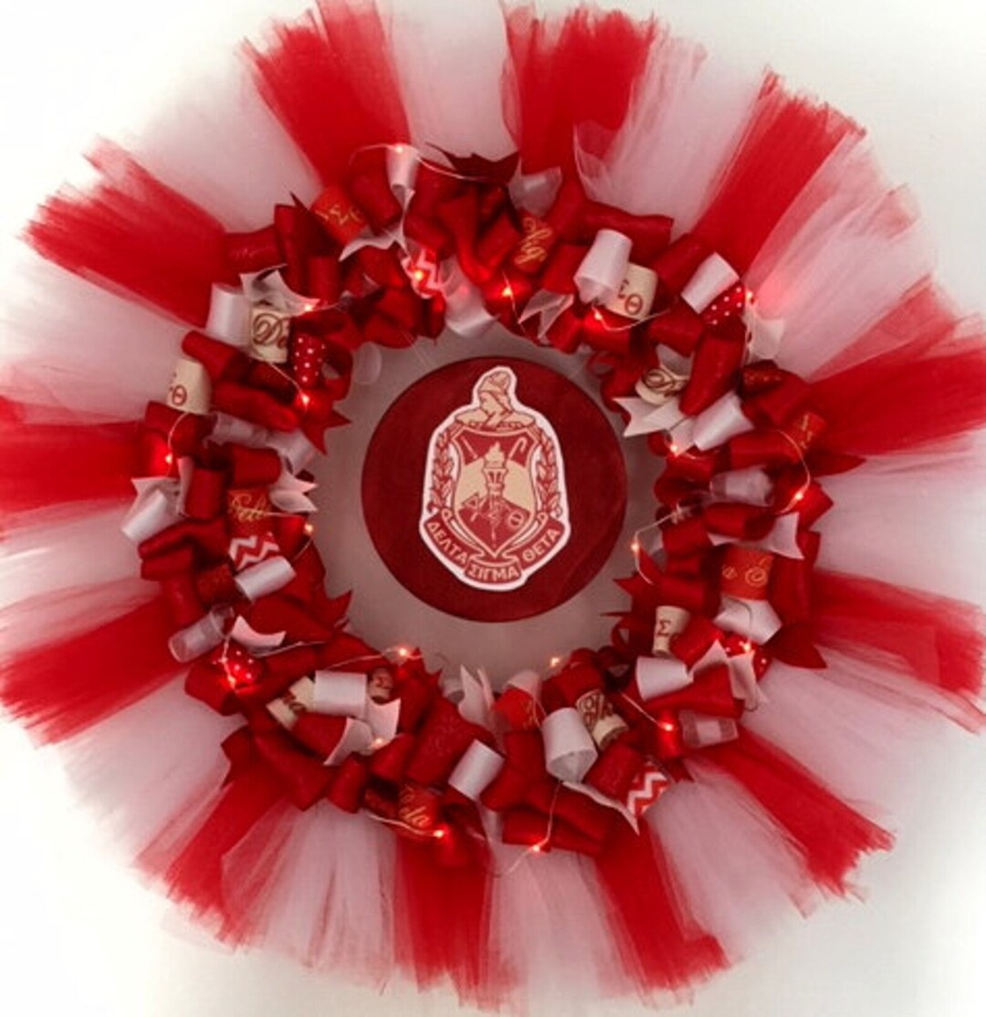 Handmade LED Red and White Delta Sigma Theta Inspired Sorority Ribbon ...