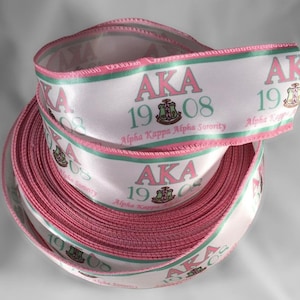 2 Wide Alpha Kappa Alpha AKA Sorority Inspired Wired Double Faced Satin ...