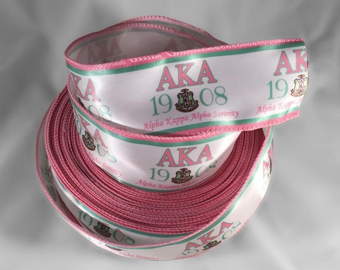 2 Wide Alpha Kappa Alpha AKA Sorority Inspired Wired Double Faced Satin ...